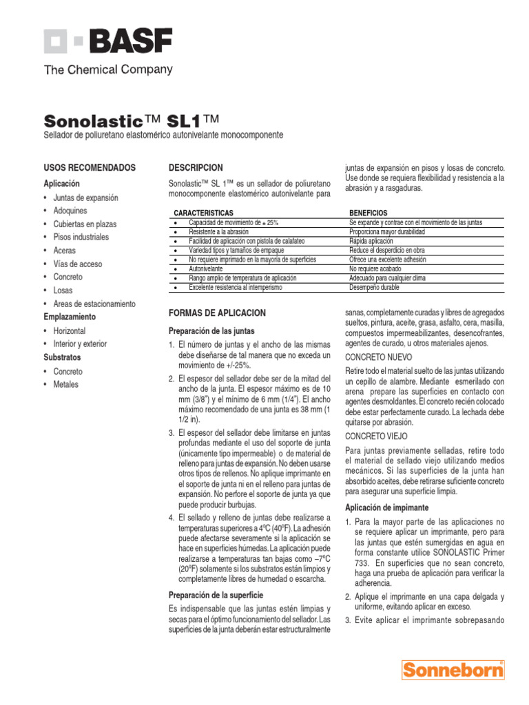 Sonolastic SL1 | PDF | Hormigón