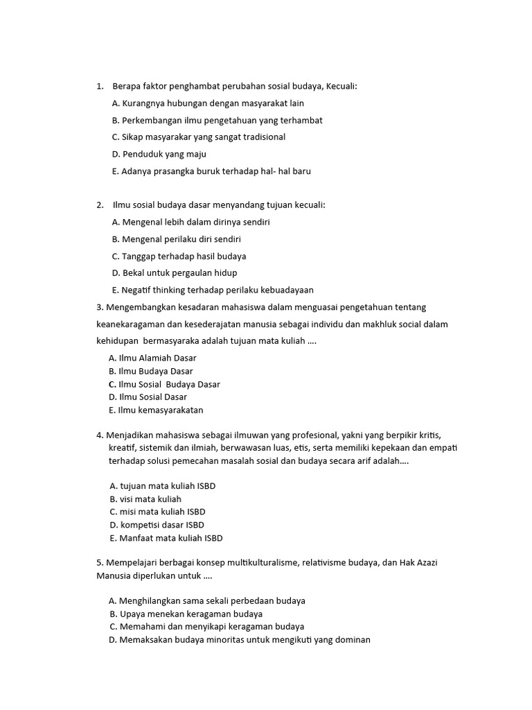 Kisi Kisi Soal Isbd | PDF | Sains & Matematika | Sejarah