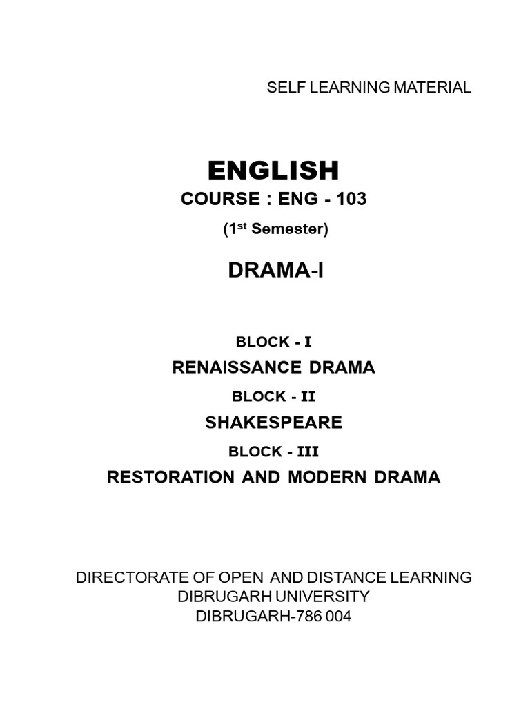 M.A. English 103 (1st Semester) | PDF | Shakespearean History | Tragedy