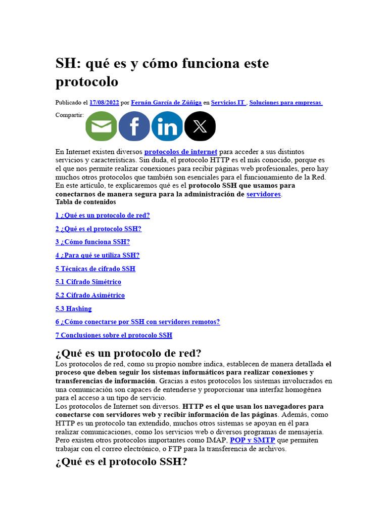 SSH Protocolo | PDF | Cubierta segura | Servidor (Computación)