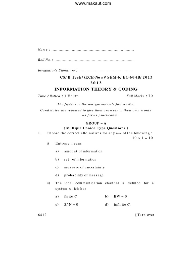 btech-ec-604b-information-theory-and-coding-2013 | Download Free PDF ... btech-ec-604b-information-theory-and-coding-2013 | Download Free PDF ...