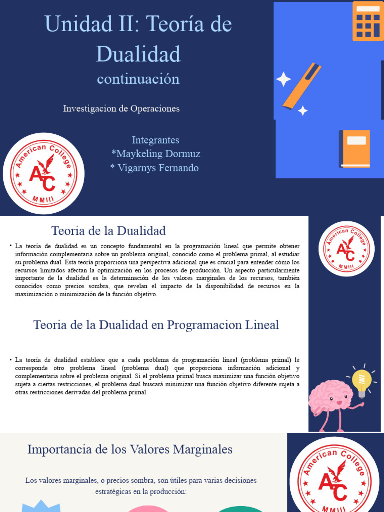 Teoria de Dualidad - Valores Marginales | Descargar gratis PDF | Programación lineal ...