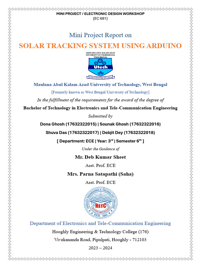 Group B (4) Solar Tracking System Using Arduino-1 | PDF | Photovoltaics ...