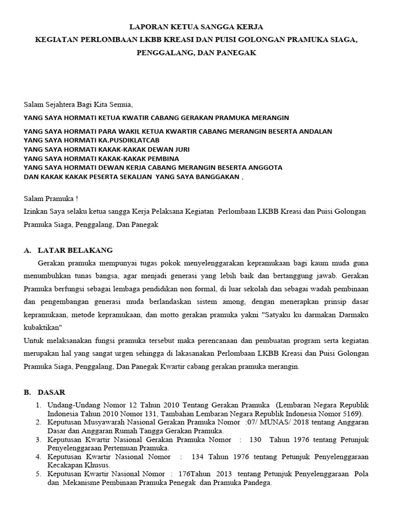 LAPORAN KETUA SANGGA KERJA KEGIATAN MANDIRI PDF