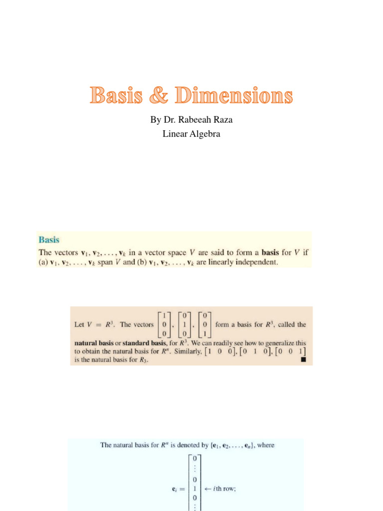 Basis & Dimensions | PDF