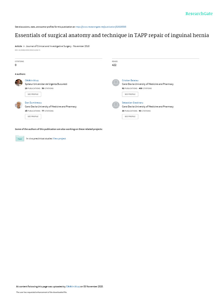 Essentials of Surgical Anatomy and Technique in TA | PDF