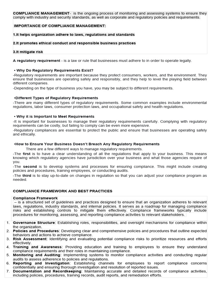 COMPLIANCE-MANAGEMENT-REPORT-1 | PDF | Regulatory Compliance | Audit