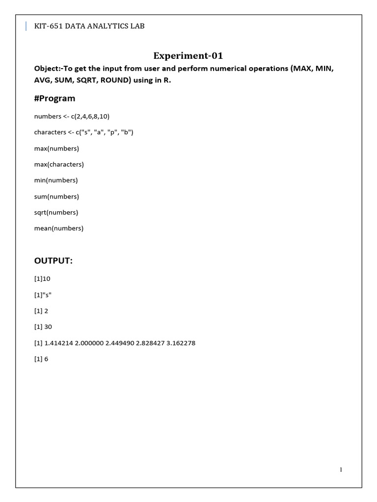 DA Lab 1-7 | PDF | Coefficient Of Determination | Errors And Residuals