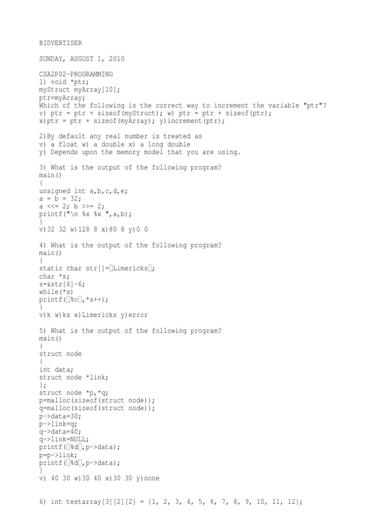 C Aptitude Pdf Programming Paradigms Computer Engineering