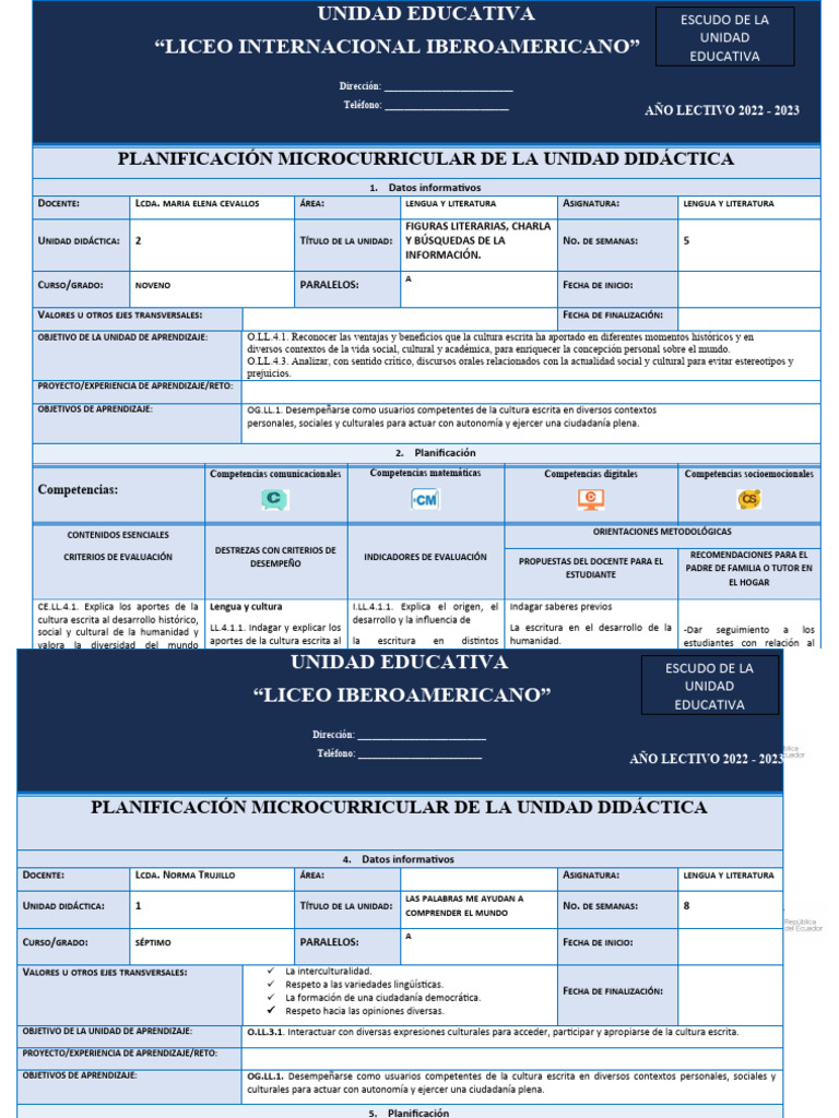 Plan Micro Unidad 2 Noveno | PDF | Evaluación | Aprendizaje