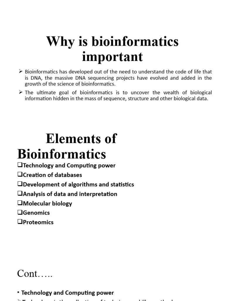 Why Is Bioinformatics Important Pdf Bioinformatics Genomics 