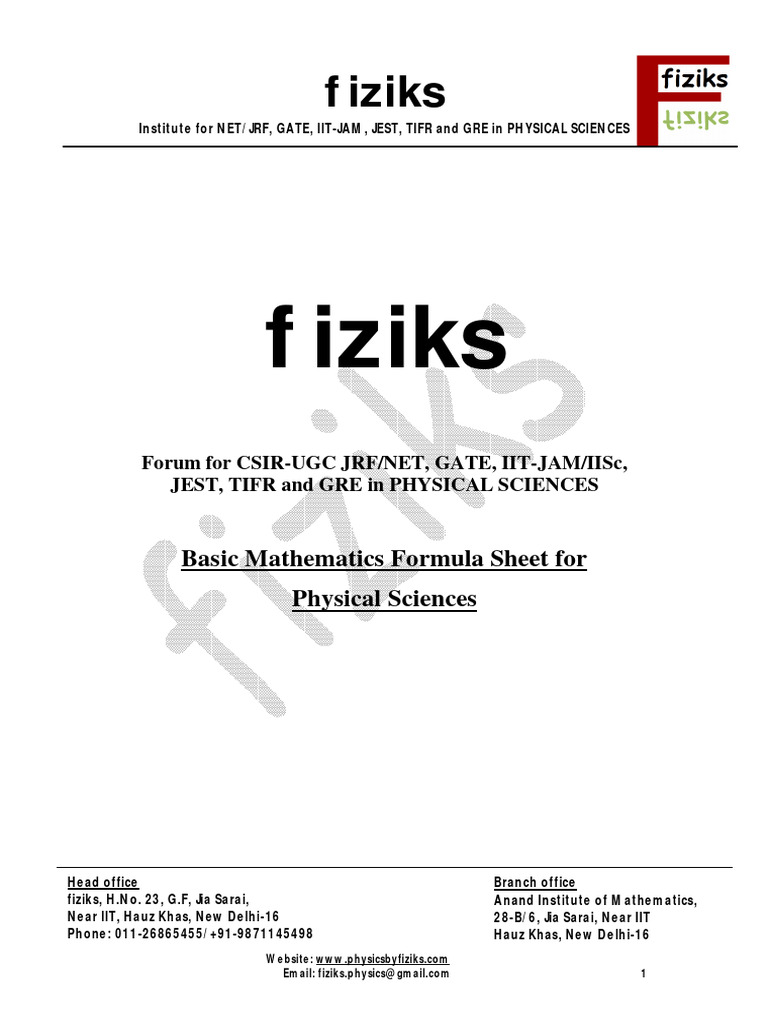 Mathematics Formula Sheet Pdf Trigonometry Mathematical Relations 1729