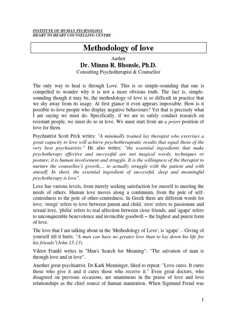 Methodology of love | Download Free PDF | Psychotherapy | Love
