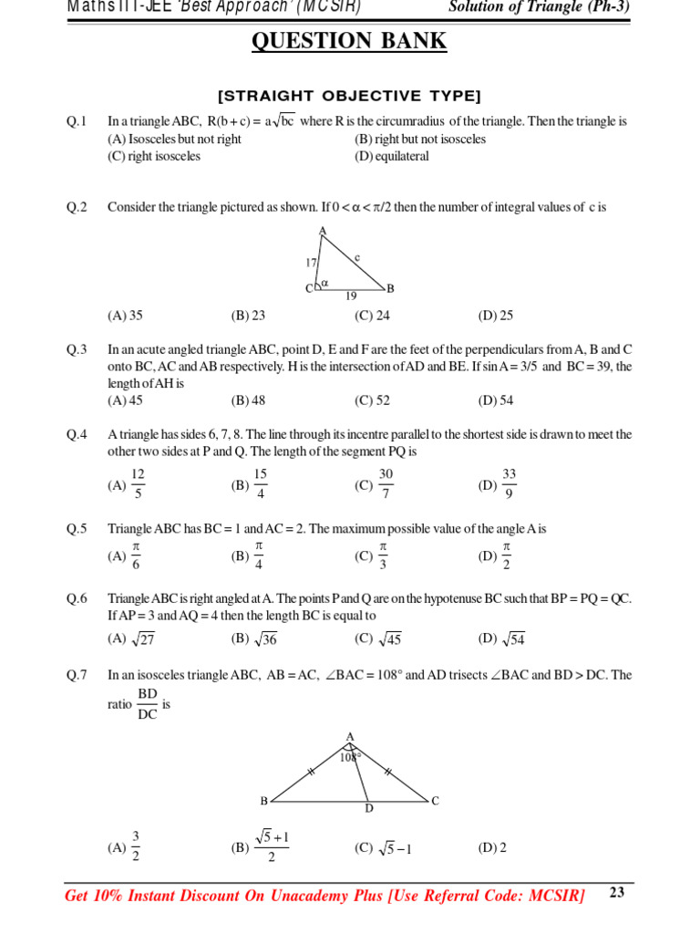 06 Solution of Triangle - Sheet-Extracted | PDF | Triangle | Euclidean Plane Geometry