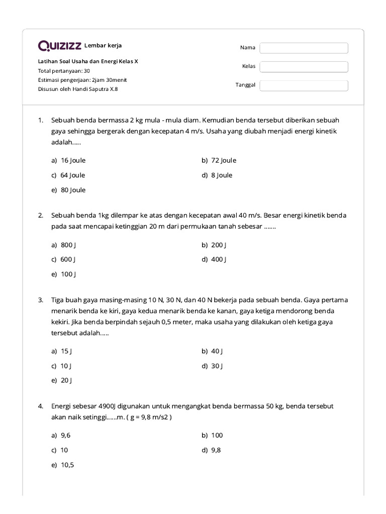 Latihan Soal Fisika SMA Kelas X | PDF | Metode & Bahan Ajar