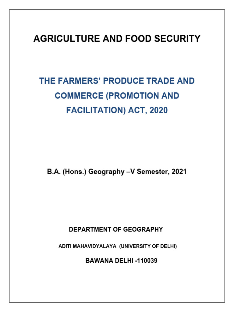 Agriculture and Food Security | PDF | Market (Economics) | Agriculture
