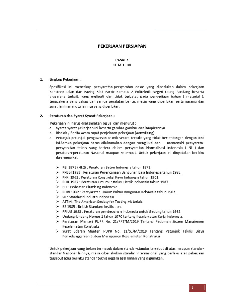 Spesifikasi Teknis Pekerjaan | PDF | Griya & Taman | Teknologi & Rekayasa