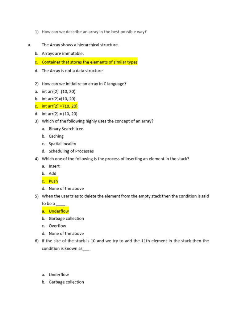 Data Structure Mcqs Single File Pdf Queue Abstract Data Type Algorithms And Data Structures 