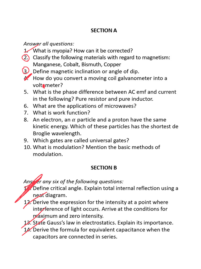 Answer All Questions:: Section A | PDF