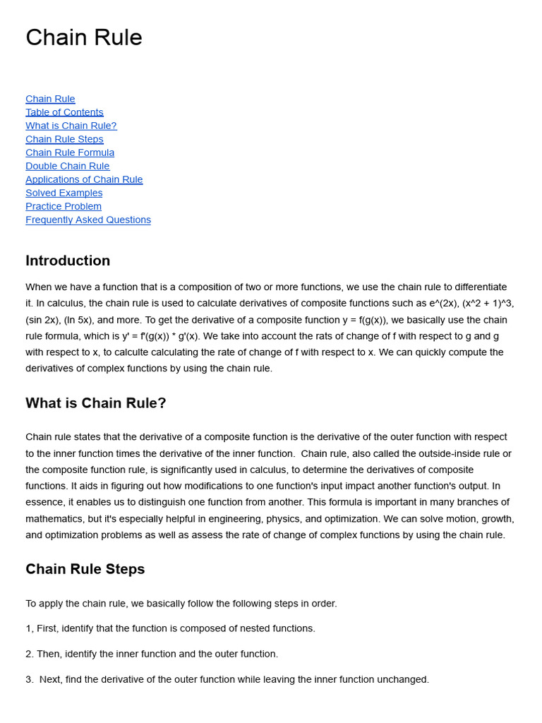 Chain Rule | Download Free PDF | Derivative | Function (Mathematics)