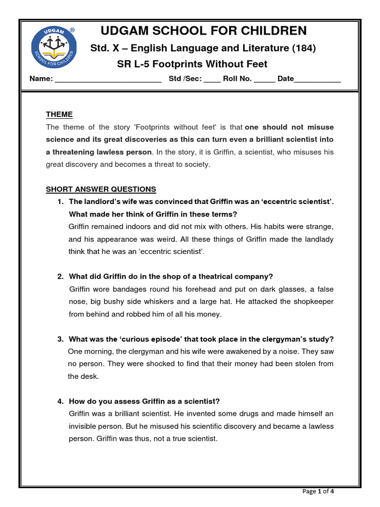 Sr5 Footprints Without Feet Notes | PDF