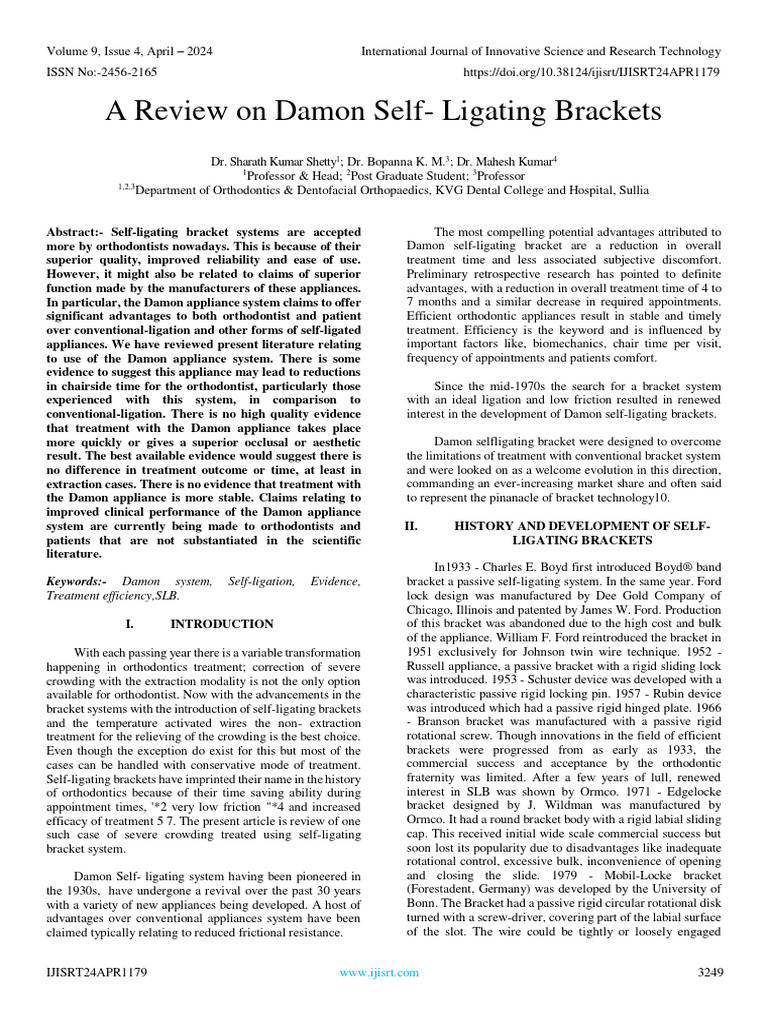 A Review on Damon Self- Ligating Brackets | PDF | Orthodontics | Dentistry Branches