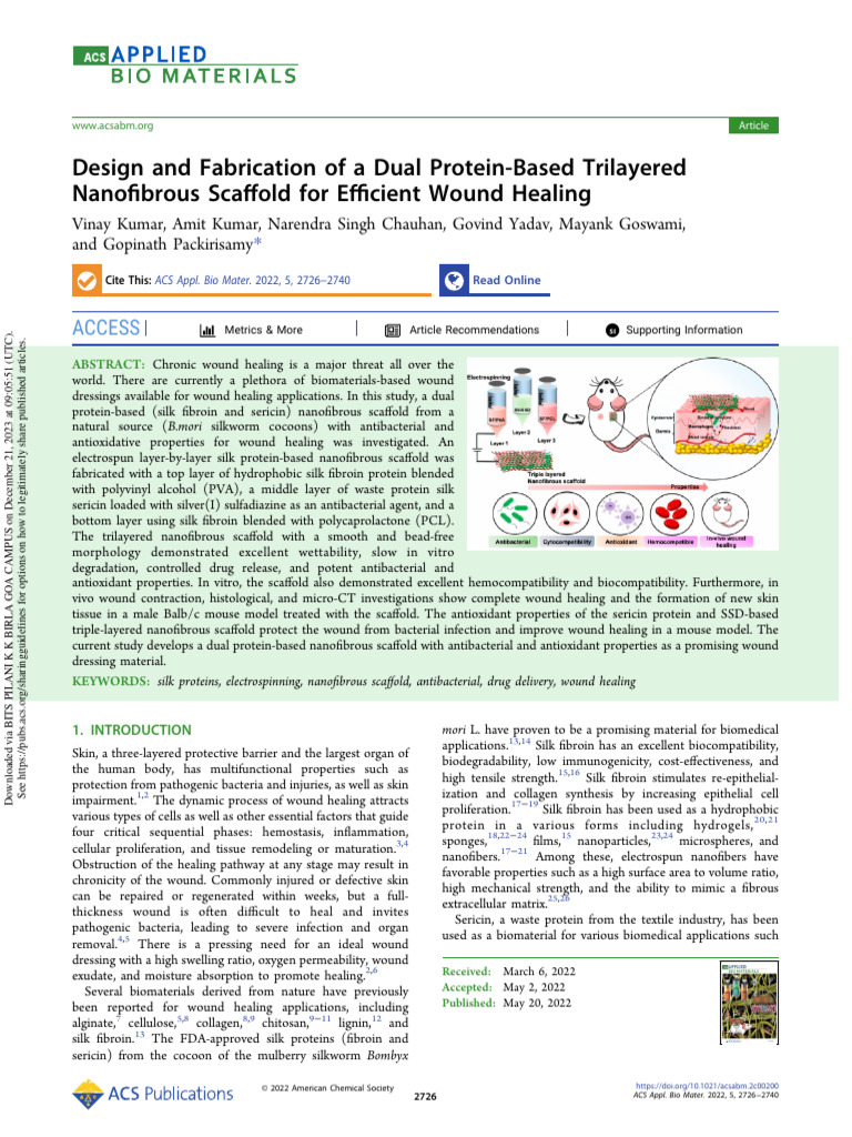 Kumar Et Al 2022 Design and Fabrication of A Dual Protein Based ...
