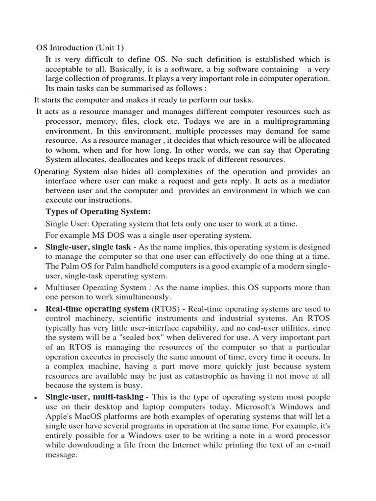 OS unit 1 | Download Free PDF | Operating System | Computer Network