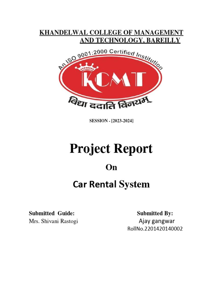 Car Rental System Project Report | PDF | Computer Security | Security