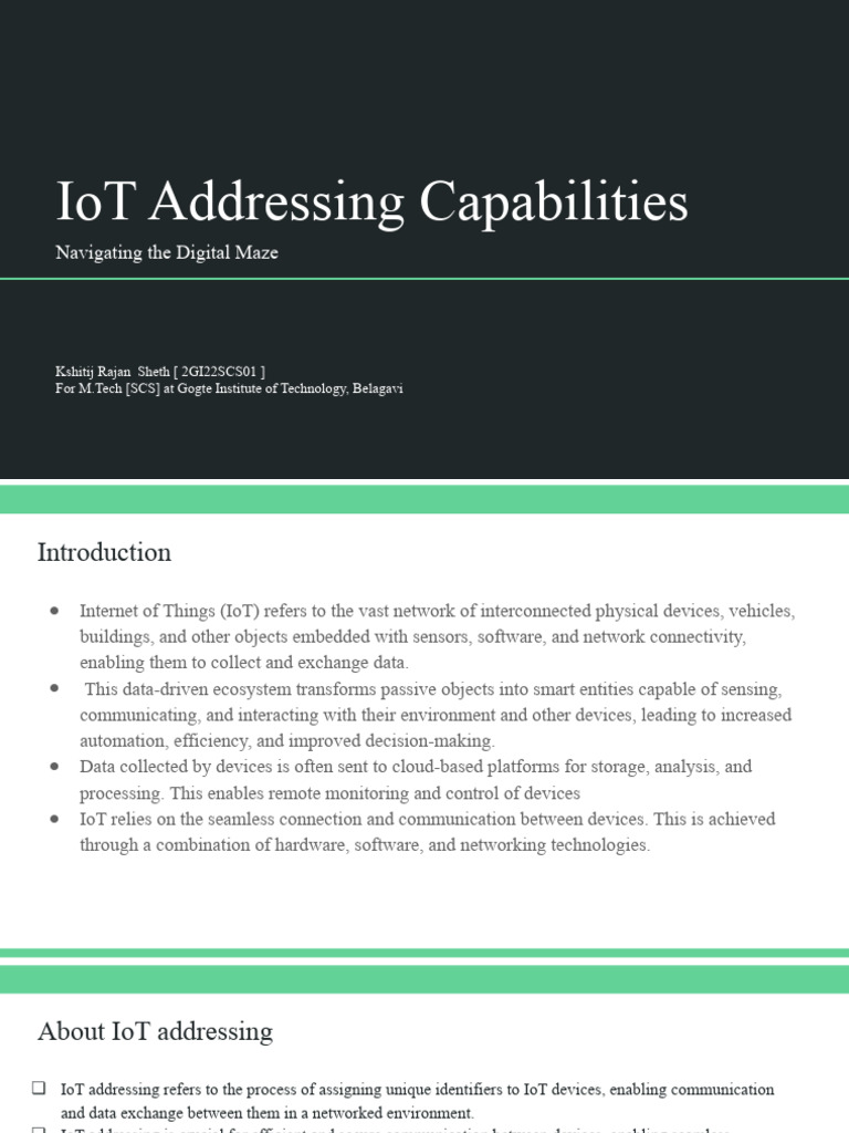 IoT Addressing for M.Tech Students | PDF | I Pv6 | Ip Address