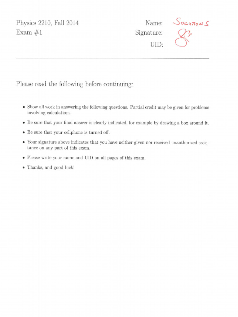 Exam01 Solutions | PDF