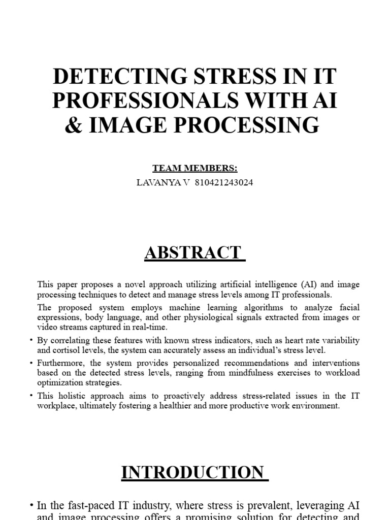 Detecting Stress in It Professionals With Ai & Image Processing | PDF ...
