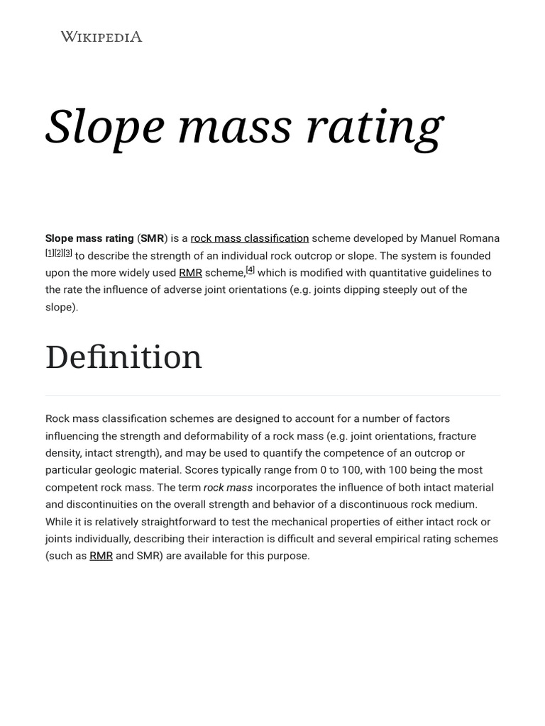 Slope Mass Rating - Wikipedia | PDF | Science & Mathematics