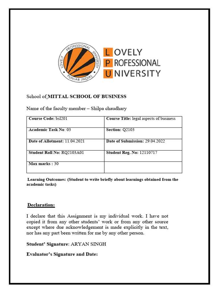 School of Mittal School of Business | PDF | Employment | Human Resources