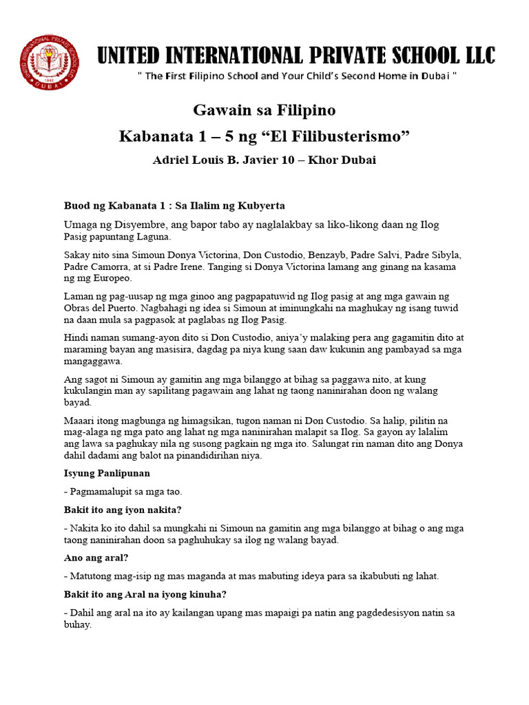 El Filibusterismo Kabanata 1 El Filibusterismo Buod Ng Design Ideas
