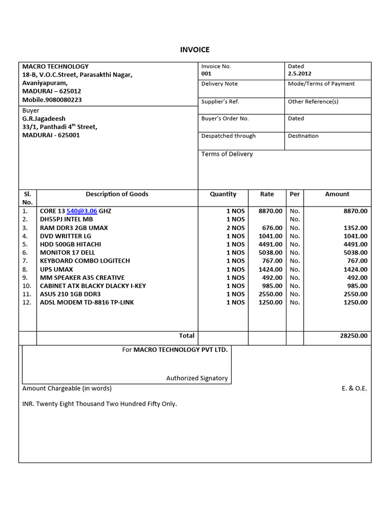 Invoice | PDF | Computer Architecture | Computing