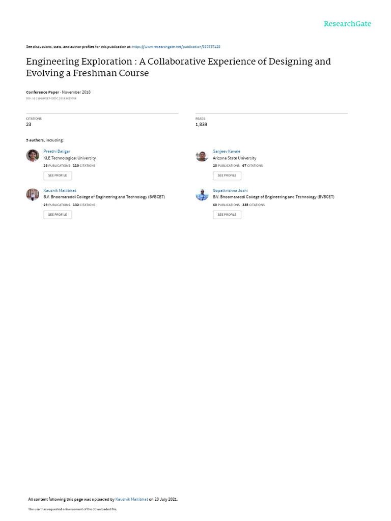 175 - Engineering Exploration A Collaborative Experience of Designing ...