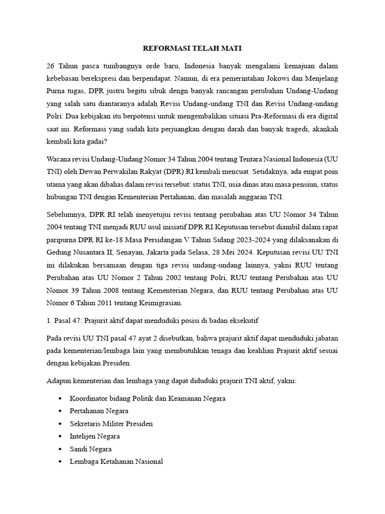 Kajian Kaa Ruu Polri Dan Tni | PDF | Politik | Ilmu Sosial