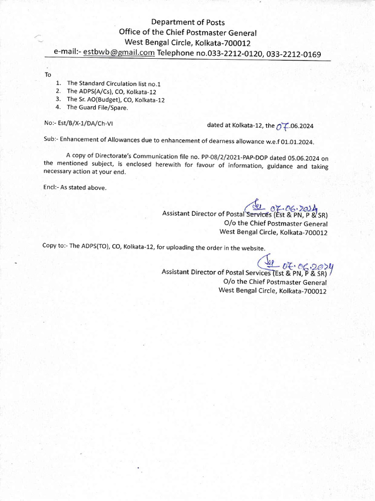 Enhance Allowances - 240607 - 172644 | PDF | Government Of India