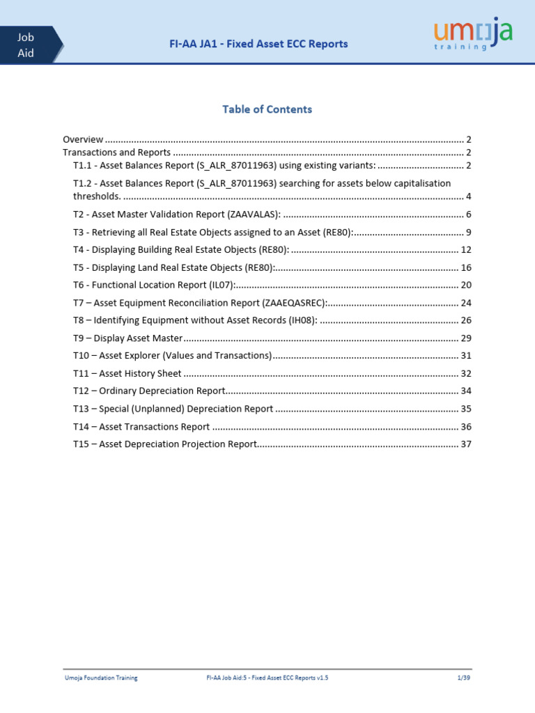 Fi-Aa Ja1 - Fixed Asset Ecc Reports v1.5 | PDF | Depreciation | Button (Computing)