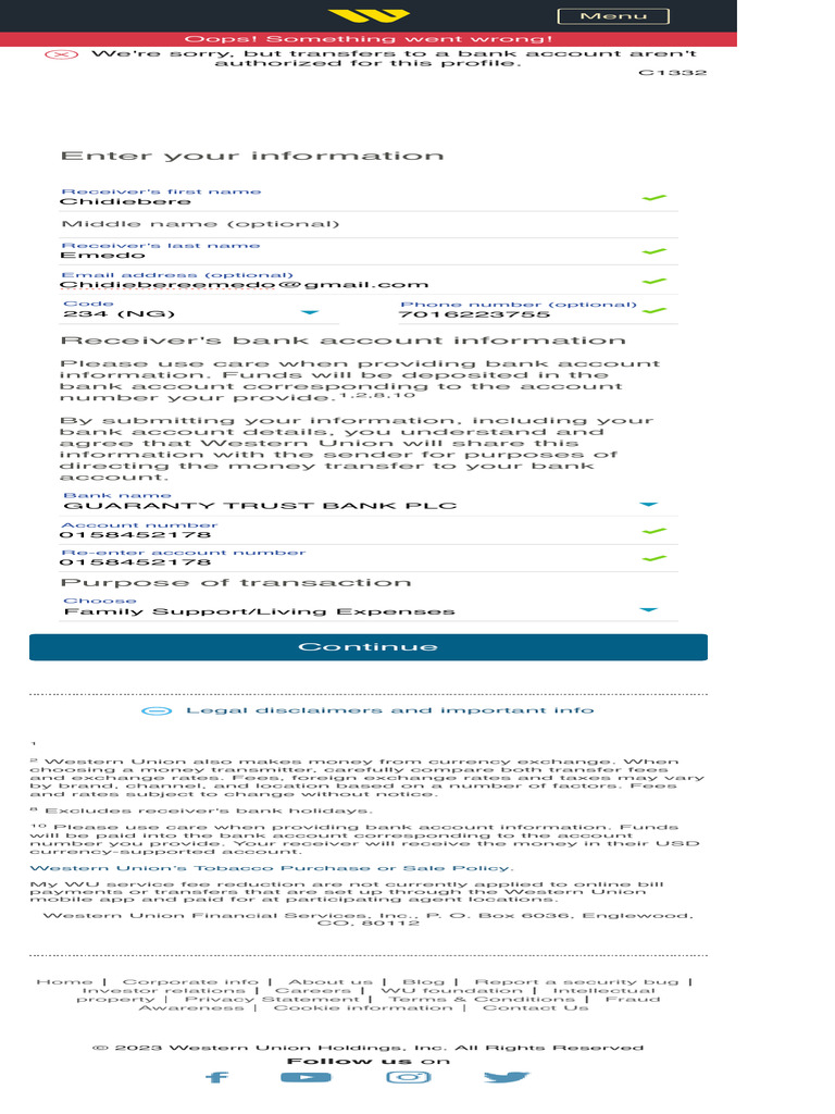 Western Union Transfer Instructions 2023 | PDF | Banks | Western Union