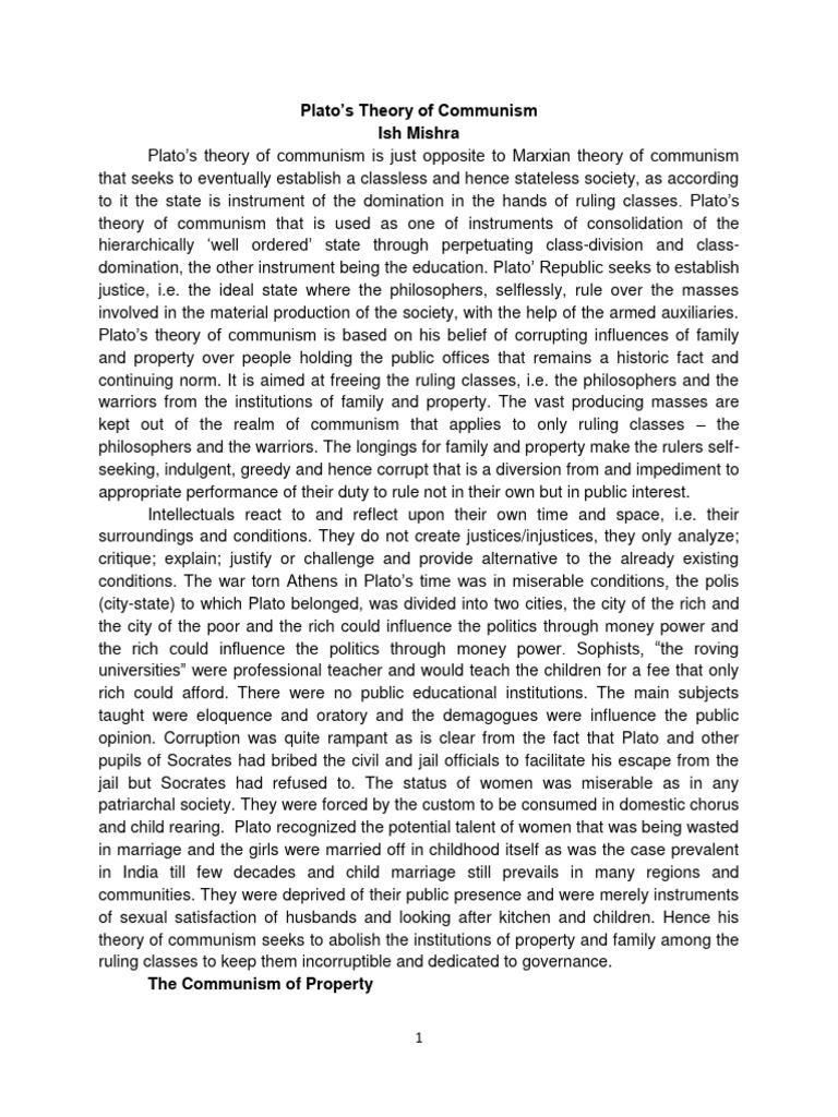 Plato's Communism: Class and Property | PDF | Dialectic | Communism