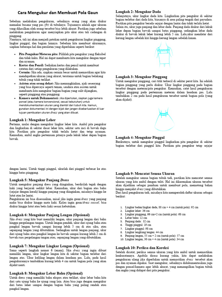 Cara Mengukur dan Membuat Pola | PDF