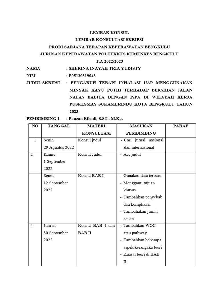 lembar konsul skripsi | PDF