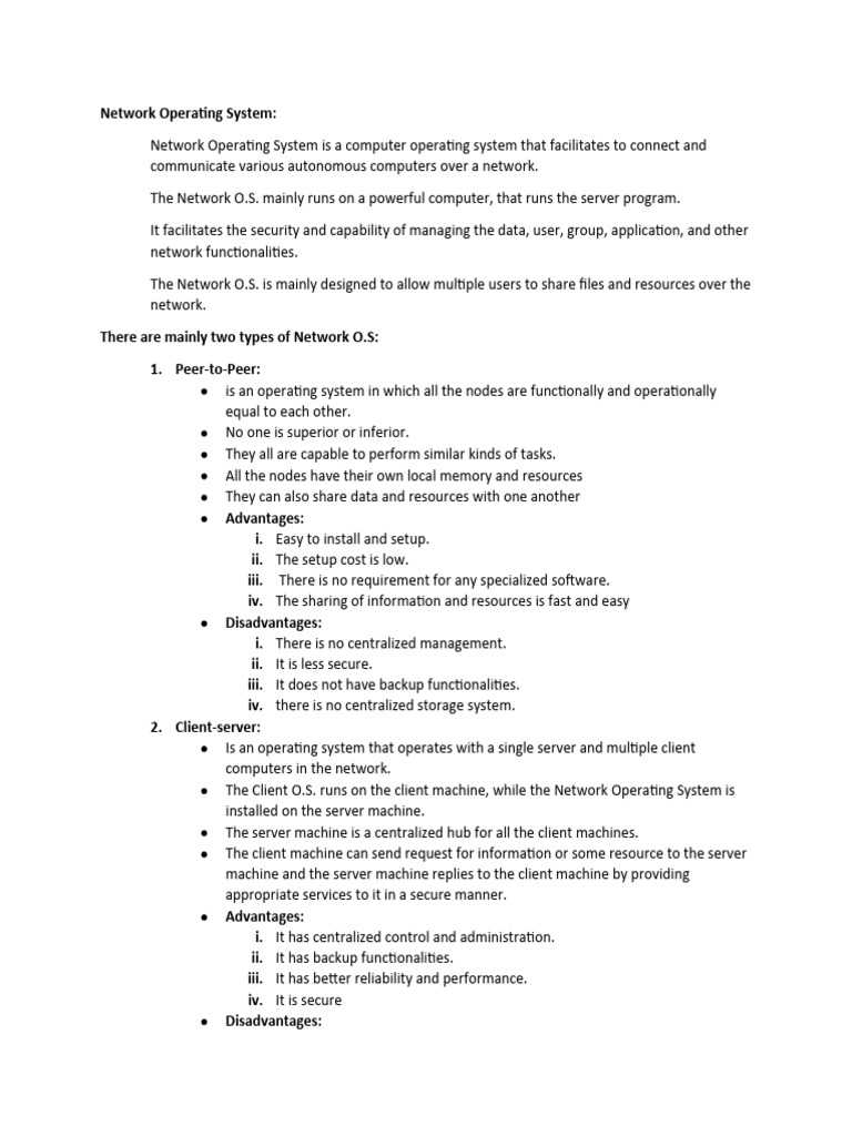 Network Operating System | PDF | Client–Server Model | Computer Network Network Operating System | PDF | Client–Server Model | Computer Network