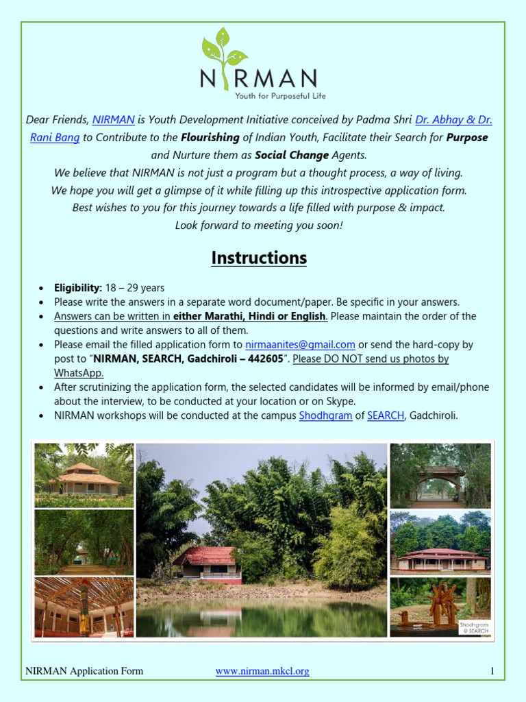 NIRMAN Fellowship Application Guide | PDF | Questionnaire