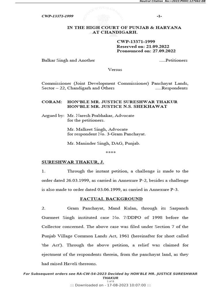 CWP_13371_1999_27_09_2022_FINAL_ORDER | PDF | Lawsuit | Res Judicata CWP_13371_1999_27_09_2022_FINAL_ORDER | PDF | Lawsuit | Res Judicata
