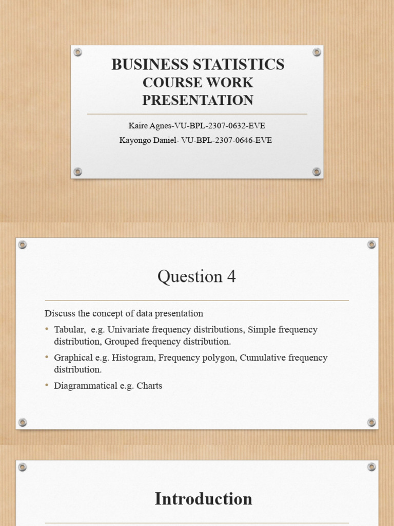Statistics Course Work Presentation | PDF | Probability Distribution | Histogram