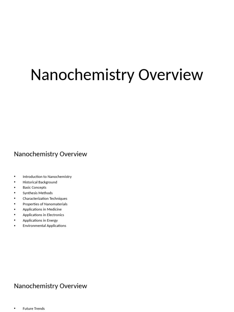 Nanochemistry Overview | PDF | Nanotechnology | Nanomaterials