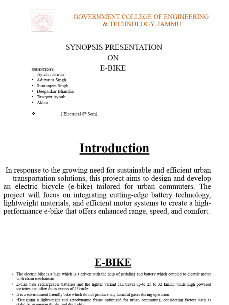 Ebike FINALPPT1 | PDF | Vehicles | Transport